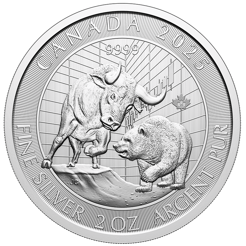 Image of 2 oz Bull and Bear Silver Coin (2025)